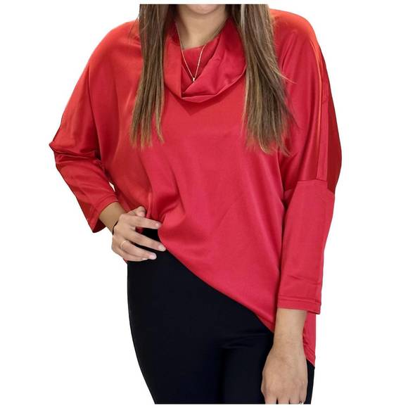 BOHO CHIC | Tops | New Boho Chic Satin Cowled Top In Red | Poshmark